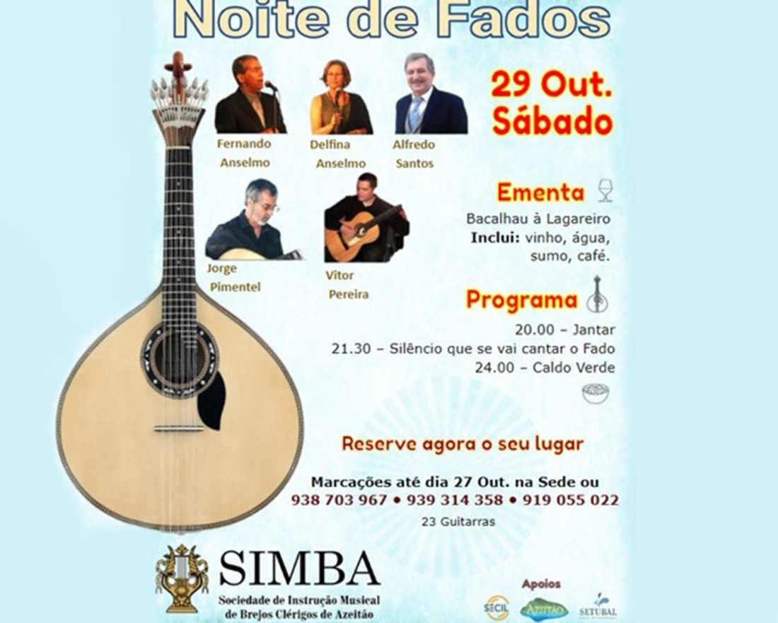 Noite de Fados no SIMBA – Sábado dia 29 Outubro 20h – Azeitão